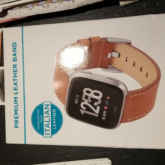 fitbit | Accessories | Fitbit Versa Leather Band Nwts Brown Leather ...